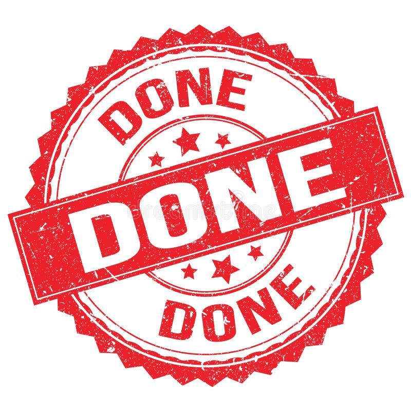 DONE Text on Red Round Stamp Sign Stock Illustration - Illustration of ...