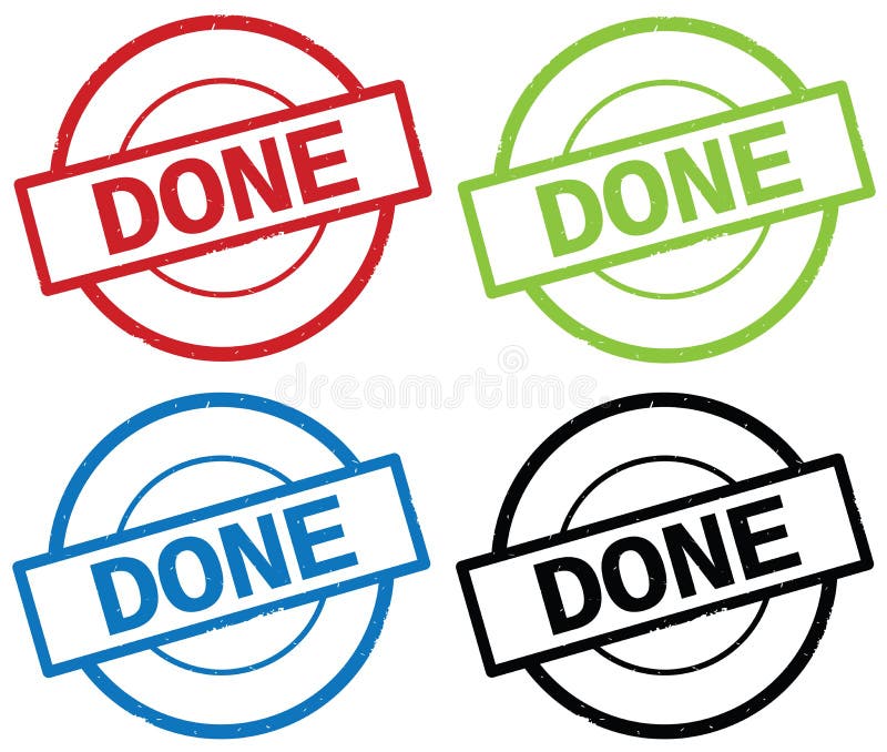 DONE Text, on Round Simple Stamp Sign. Stock Illustration ...