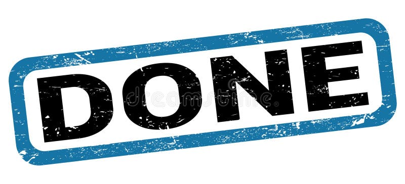 DONE Text Written on Blue-black Rectangle Stamp Stock Illustration ...