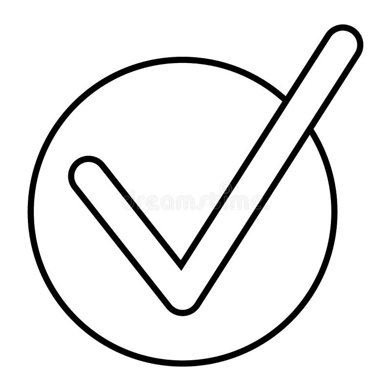 Done Tick Thin Line Icon. Correct Vector Illustration Isolated on White ...