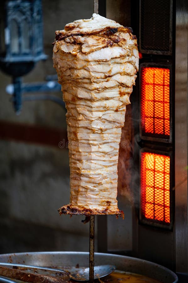 Doner Kebab Cooking on Rotating Vertical Spit Stock Image - Image of ...