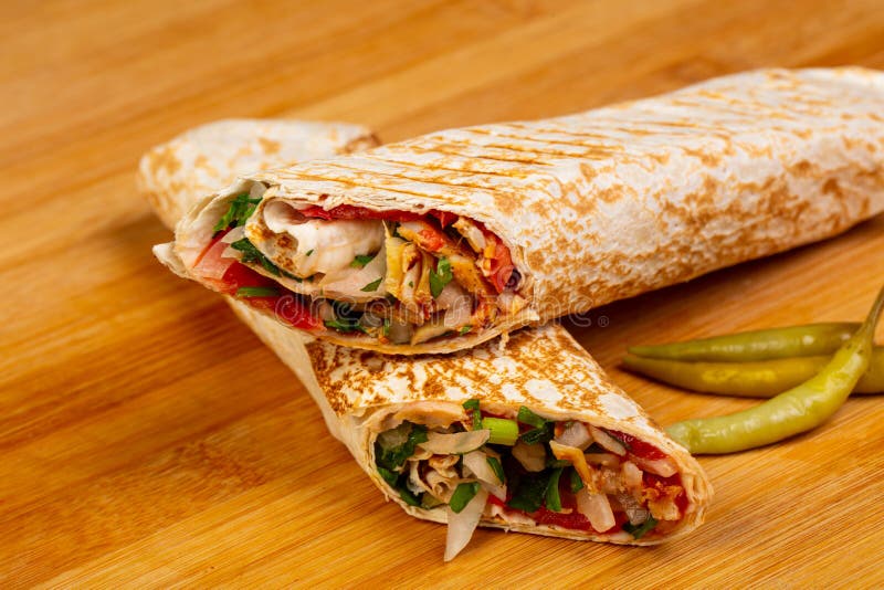 Doner Kebab with meat stock photo. Image of rustic, sandwich - 123119022