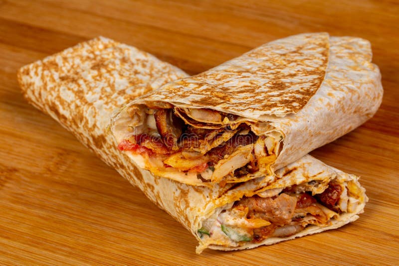 Doner Kebab with meat stock photo. Image of sauce, pita - 123119052