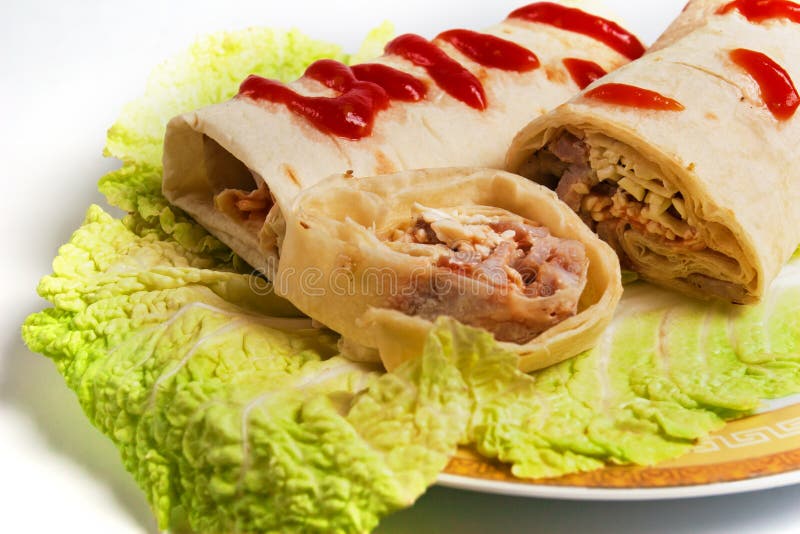 Doner kebab on a plate stock image. Image of middle, bread - 24248833