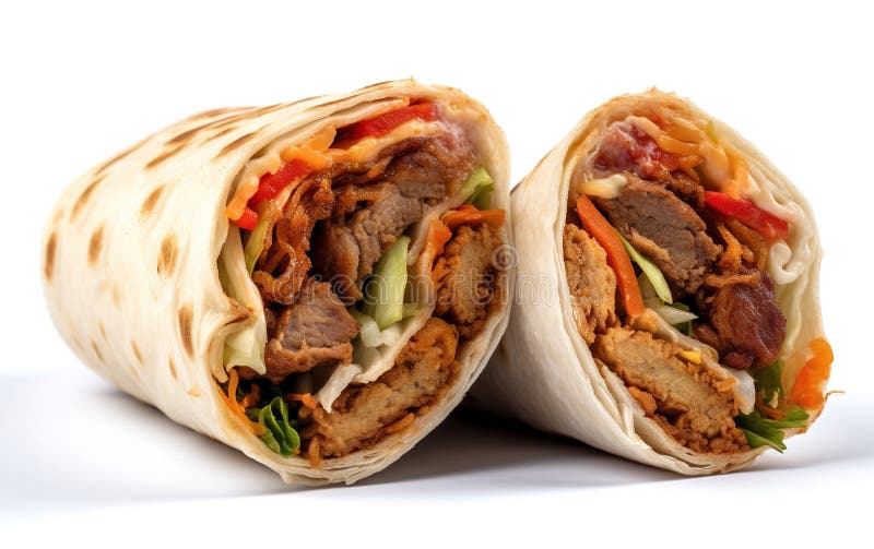 Doner Kebab Rolls , a Shawarma in a Pit of Fresh Vegetables and Meat ...