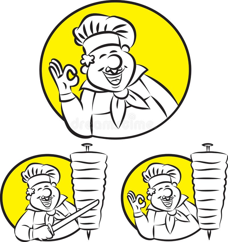 Tecknad FilmkockHolding Kebab Giving Perfekt Tecken Vektor ...