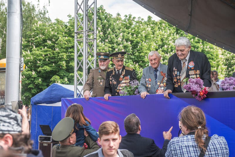 Donetsk, Donetsk People`s Republic, Ukraine, May 9, 2018. a Column of ...