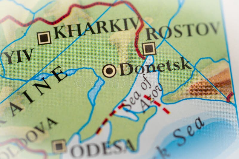 Donetsk, Ukraine Highlighted on a World Map Stock Photo - Image of ...