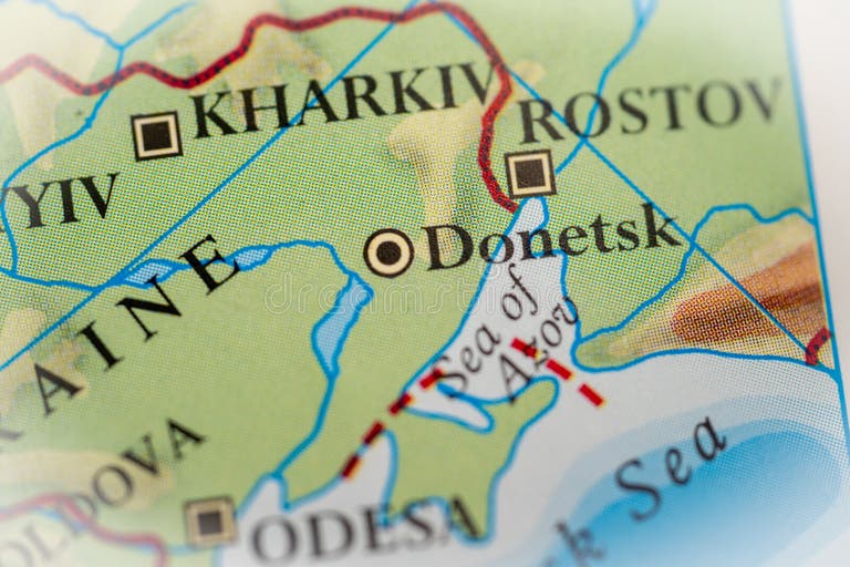 Donetsk, Ukraine Highlighted on a World Map Stock Photo - Image of ...