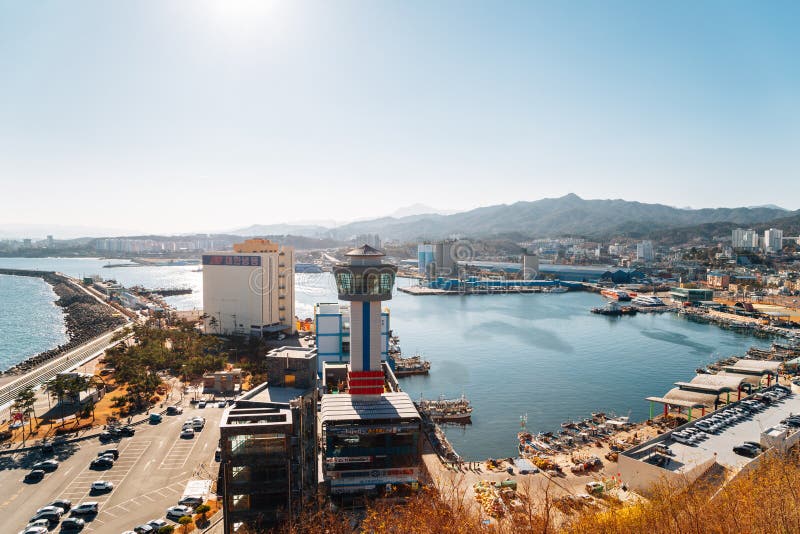View of Mukho Port and Donghae City Editorial Stock Image - Image of ...