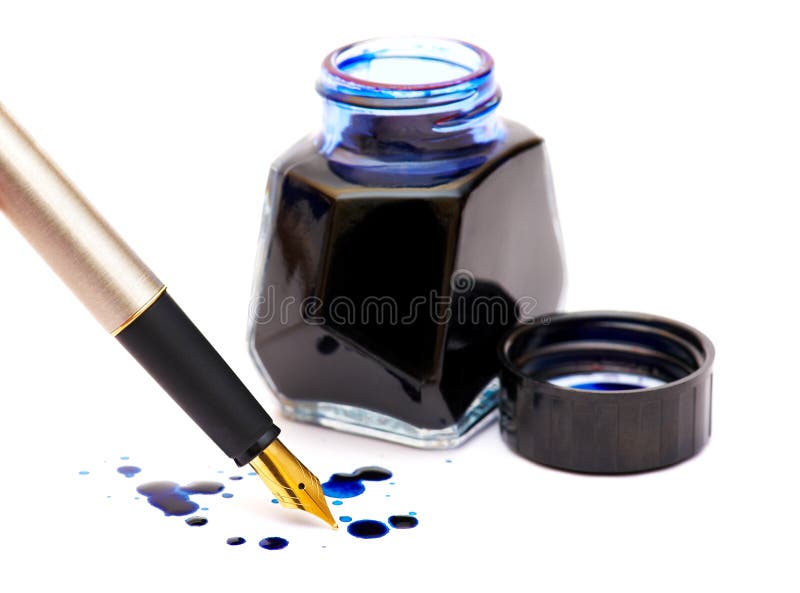 Vulpen en inkt stock afbeelding. Image of blauw, schrijf - 24671409
