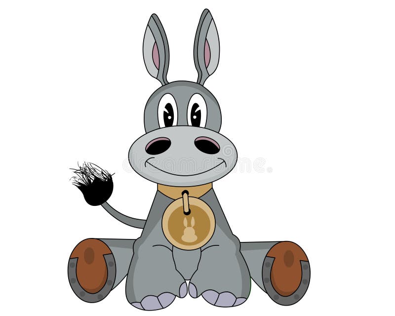 Cartoon Donkey Looking Back and Smiling Stock Vector - Illustration of ...