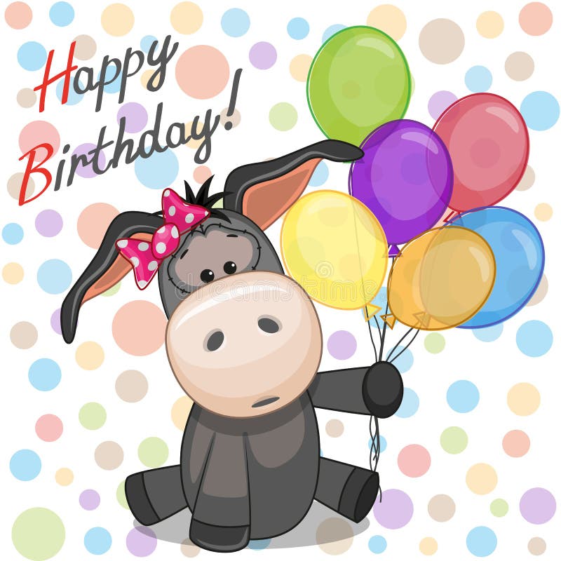 Donkey with balloons stock vector. Illustration of baloons - 45915186