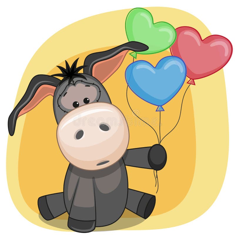 Donkey with balloons stock vector. Illustration of mothers - 45915253