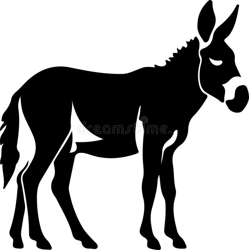 Donkey Black Silhouette Generative Ai Stock Vector - Illustration of ...