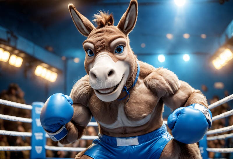 Donkey Boxing Side View Circle Cartoon Stock Vector - Illustration of ...