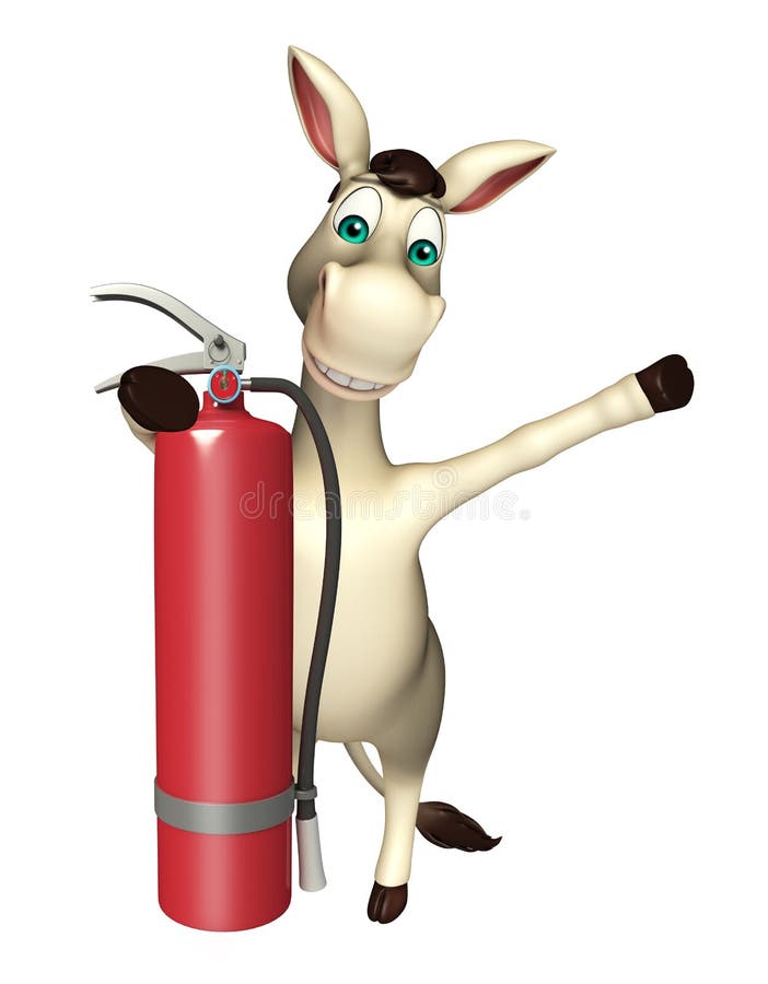 Donkey Cartoon Character with Fire Extinguisher Stock Illustration ...