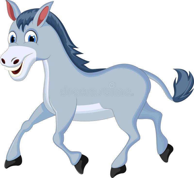 Donkey cartoon running stock illustration. Illustration of laugh - 69170952