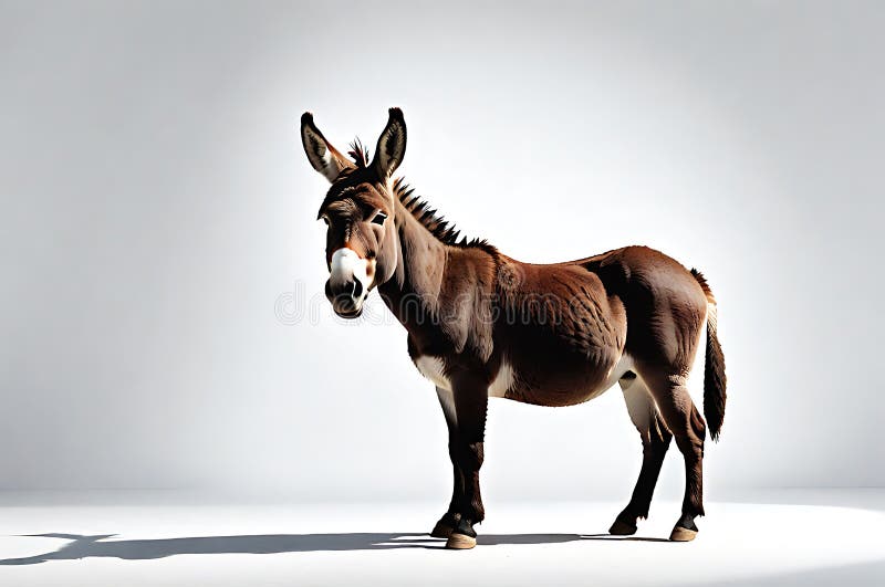 Donkey Centered and Standing Sideways on a Pure White Transparent ...