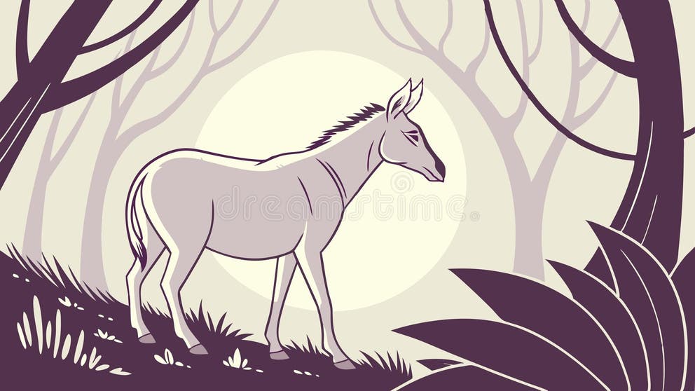 Donkey in Dramatic Abstract Landscape Vector Art, Vector Design ...
