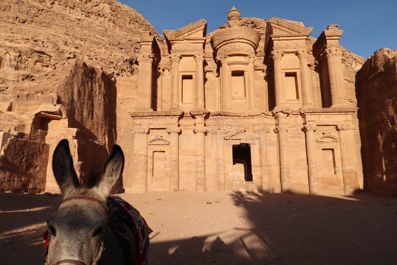 Donkey in Front of the Monastery, Ad Deir, Ad-Dayr, El-Deir, Petra ...