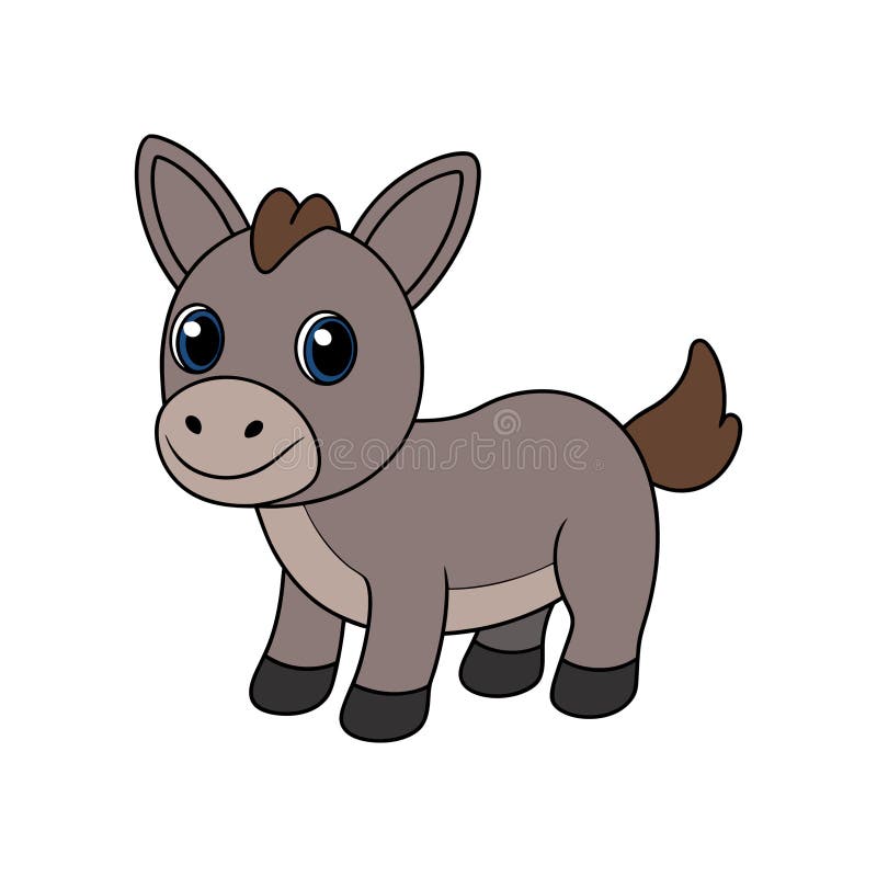 Donkey Fun Coloring Page for Kids Stock Photo - Illustration of hand ...