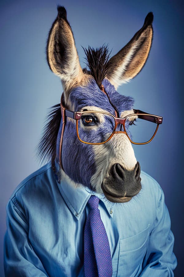 A Donkey in Glasses a Suit and a Tie, Generative AI Stock Illustration - Illustration of style ...