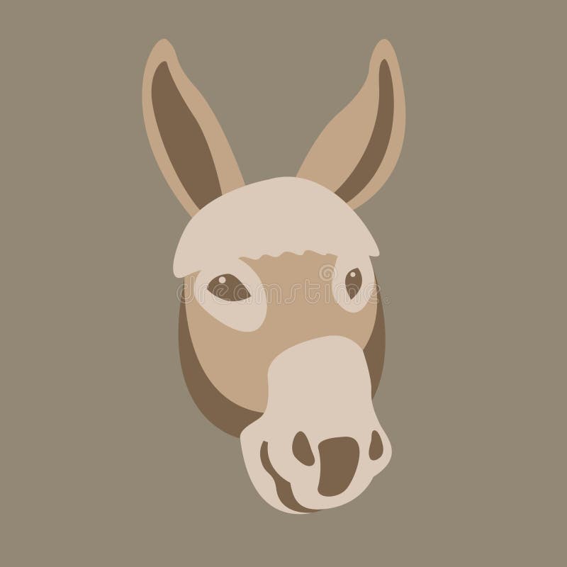Donkey Head Face Vector Illustration Flat Stock Vector - Illustration ...