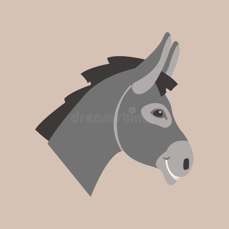 Donkey Head Face Vector Style Flat Stock Vector - Illustration of ...
