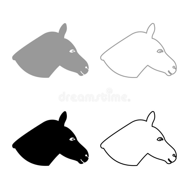 Donkey Head Silhouette Set Icon Grey Black Color Vector Illustration Image Solid Fill Outline ...