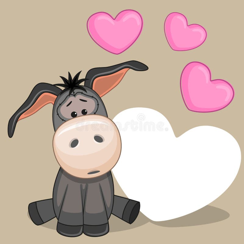 Donkey with hearts stock vector. Illustration of cute - 45915115