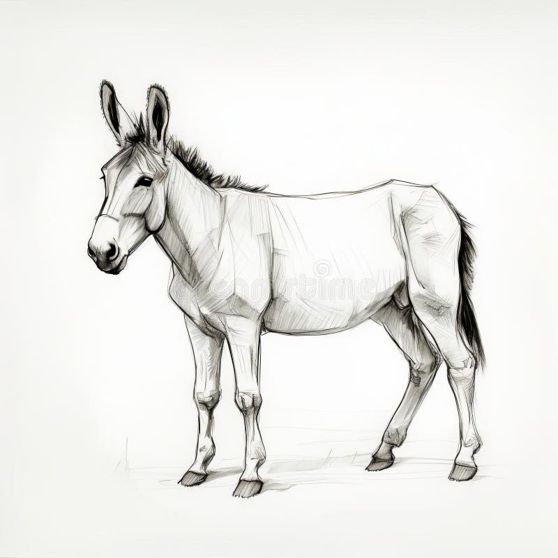 Realistic One-line Drawing of a Donkey Figure Outline Stock ...