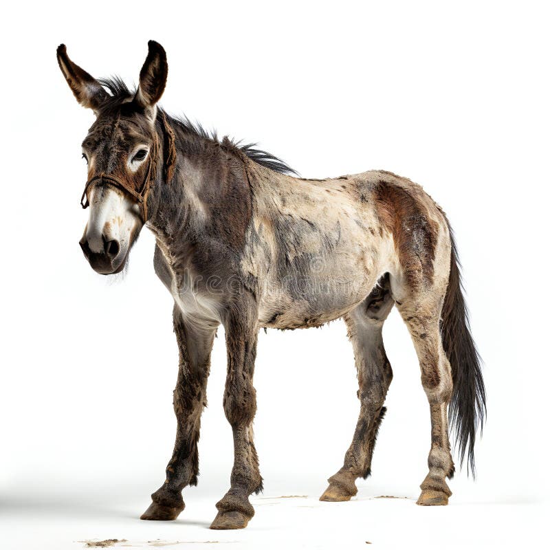 Donkey Isolated on a White Background, Side View, Studio Shot Stock ...