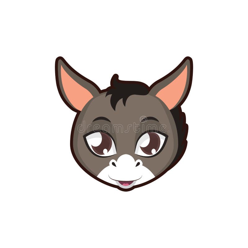 Cute Donkey Avatar with Flat Colors Stock Vector - Illustration of ...