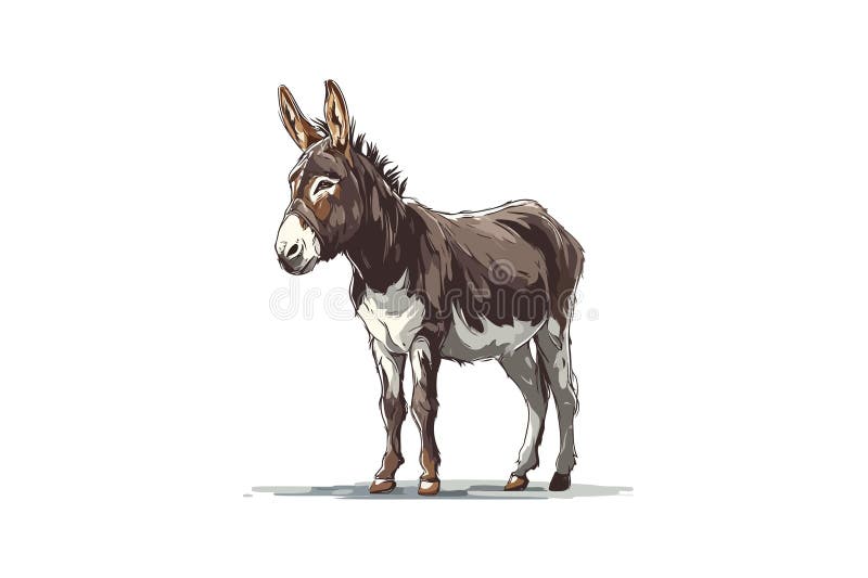 Donkey Portrait Mule Vertebrate Isolated Stock Vector - Illustration of ...