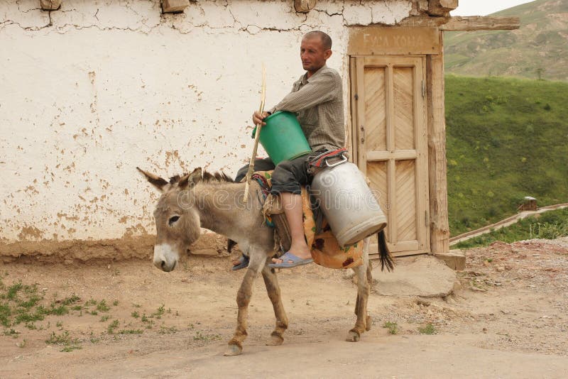 Donkey riding man editorial stock image. Image of hovel - 28943044