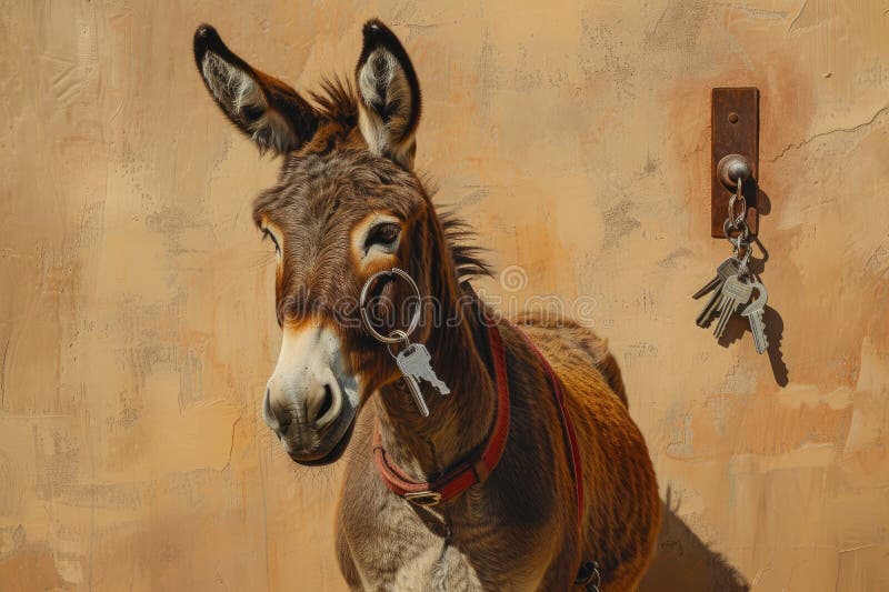 Donkey with a Set of Keys, Looking Clueless Stock Illustration ...