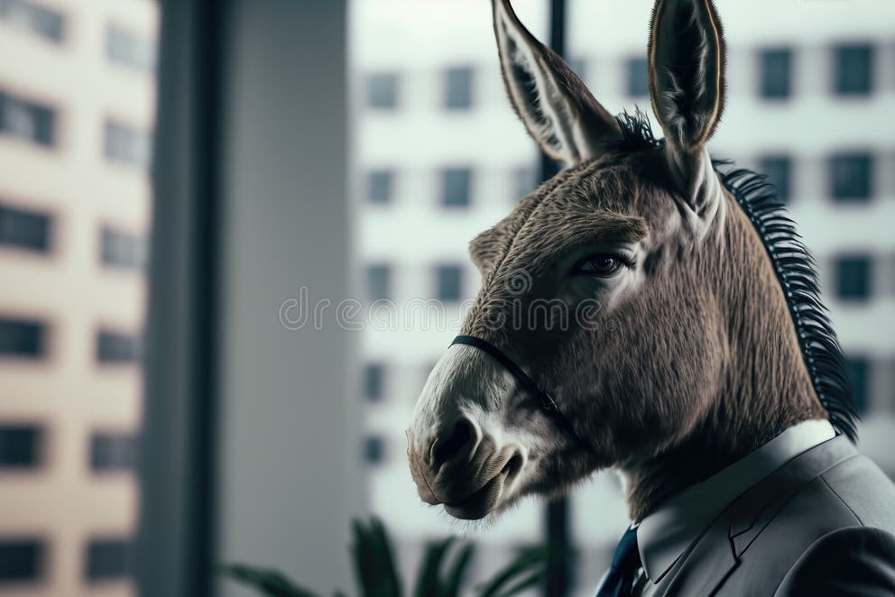 A Donkey in a Suit in an Office Stock Illustration - Illustration of ...