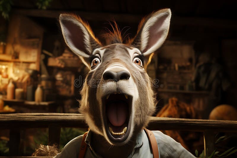 Donkey Surprise with Newspaper in the Kitchen. Funny Donkeys in the ...