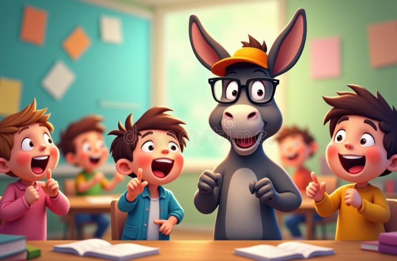 A Donkey Teacher Teaching Children in Front of Class at 28-10-2025 ...