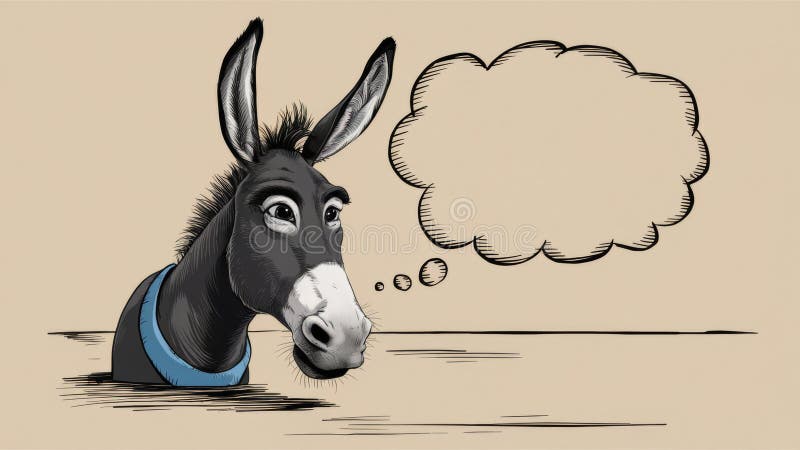 A Donkey with a Thought Bubble Above it S Head, AI Stock Image - Image ...