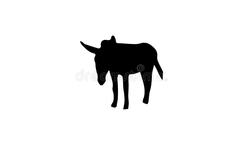 Donkey Vector Flat Design Black and White Stock Vector - Illustration ...