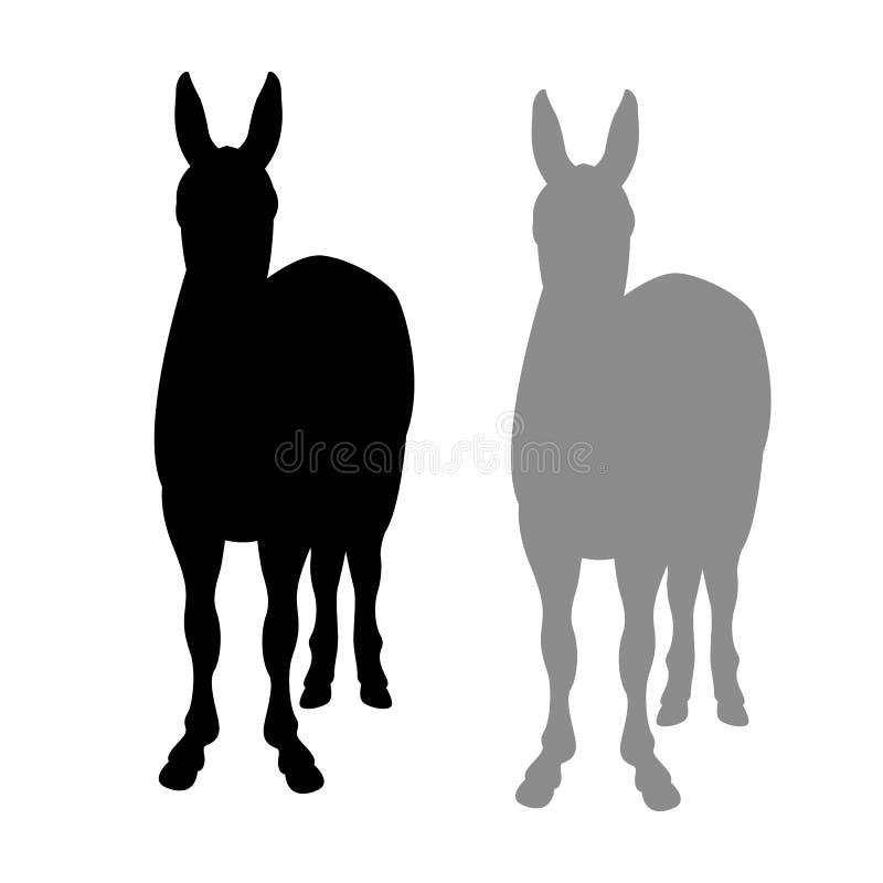Donkey Vector Illustration Black Silhouette Stock Vector - Illustration ...