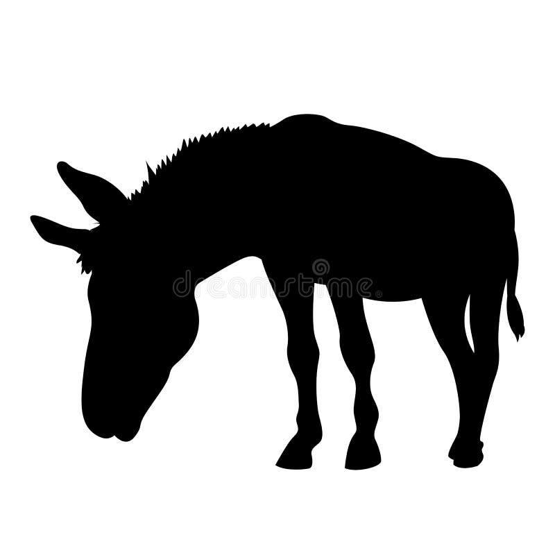 Donkey Vector Illustration Silhouette Stock Vector - Illustration of ...