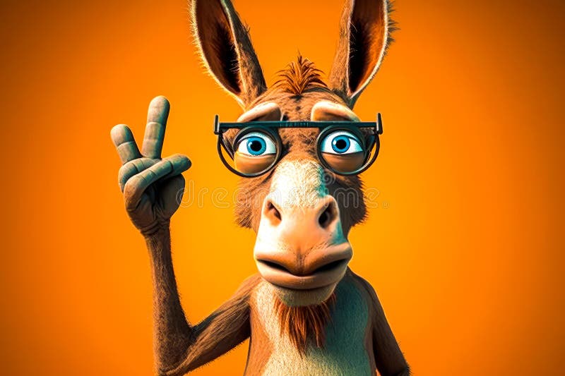 Donkey Wearing Glasses and Making Peace Sign. Generative AI Stock ...