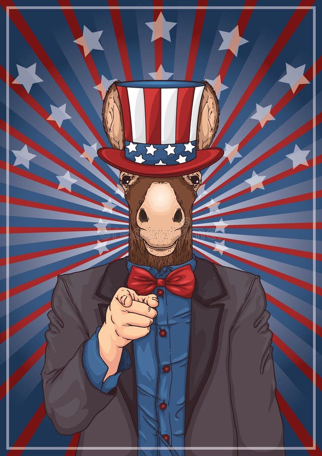 Donkey Wearing Uncle Sam S Hat. Vector Illustration Decorative Design ...
