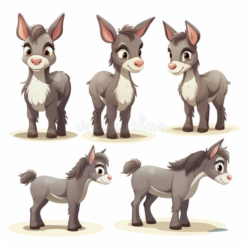 Donkeys Set. Cartoon Illustration of Donkeys Vector Set for Web Design ...