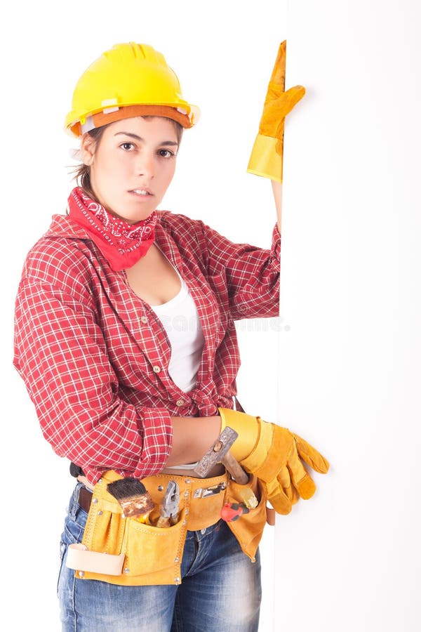 Appaltatore Sexy Dell'operaio Di Costruzione Della Giovane Donna ...