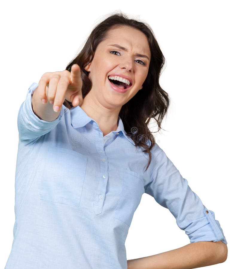 Donna Che Indica E Che Ride Immagine Stock - Immagine di emozione ...