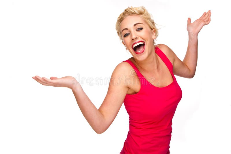 Donna Che Ride, Sorridente E Ballante Fotografia Stock - Immagine di ...